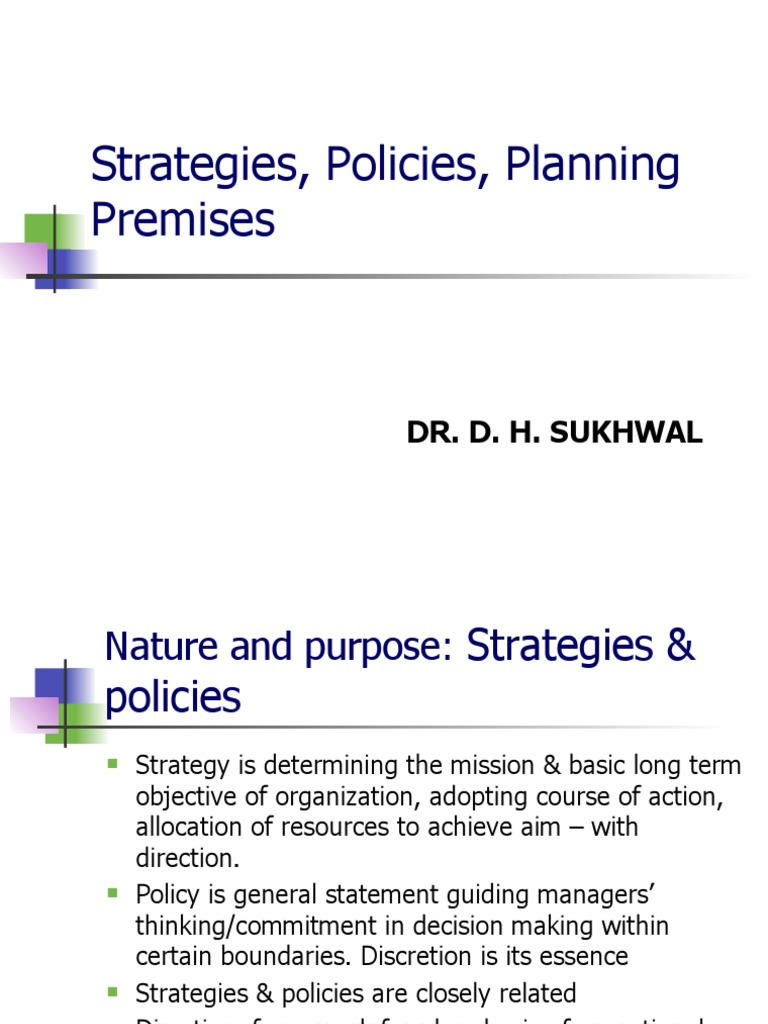 Strategies, Policies, Planning Premises | PDF | Strategic Management ...
