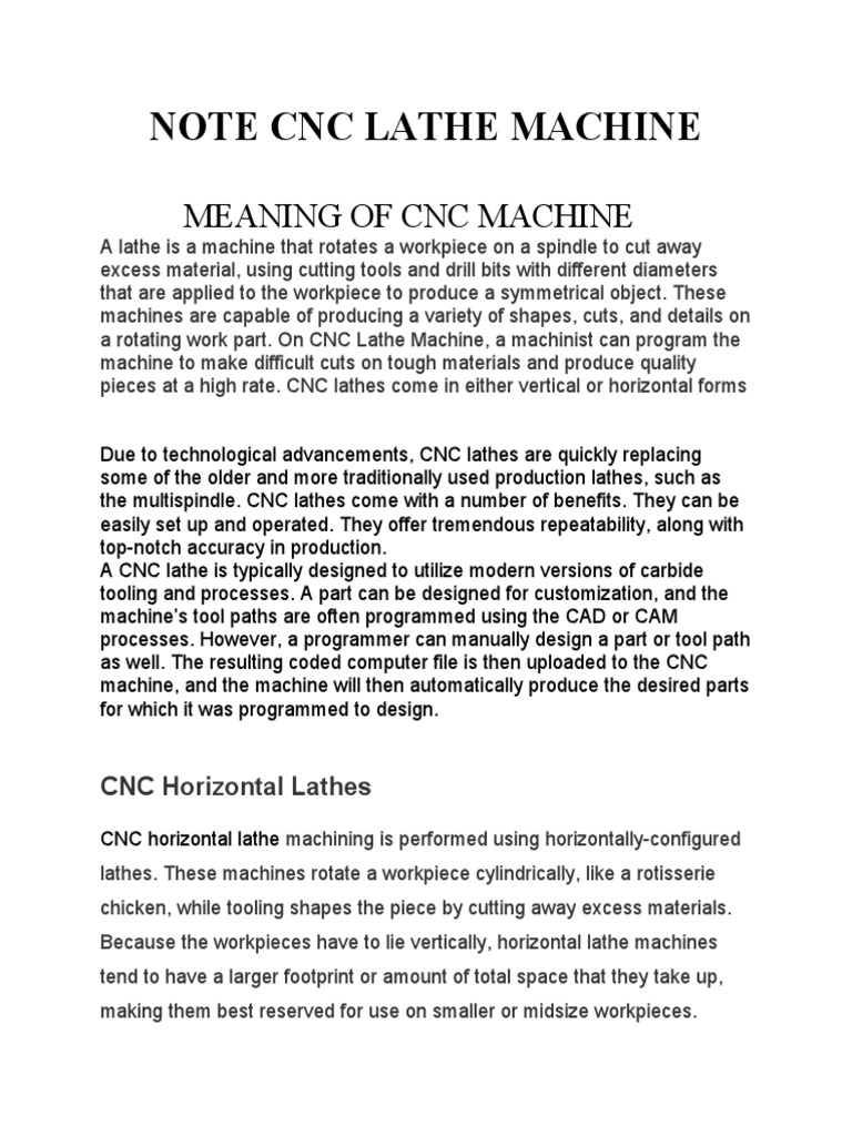 Note CNC Lathe Machine | Download Free PDF | Numerical Control ...