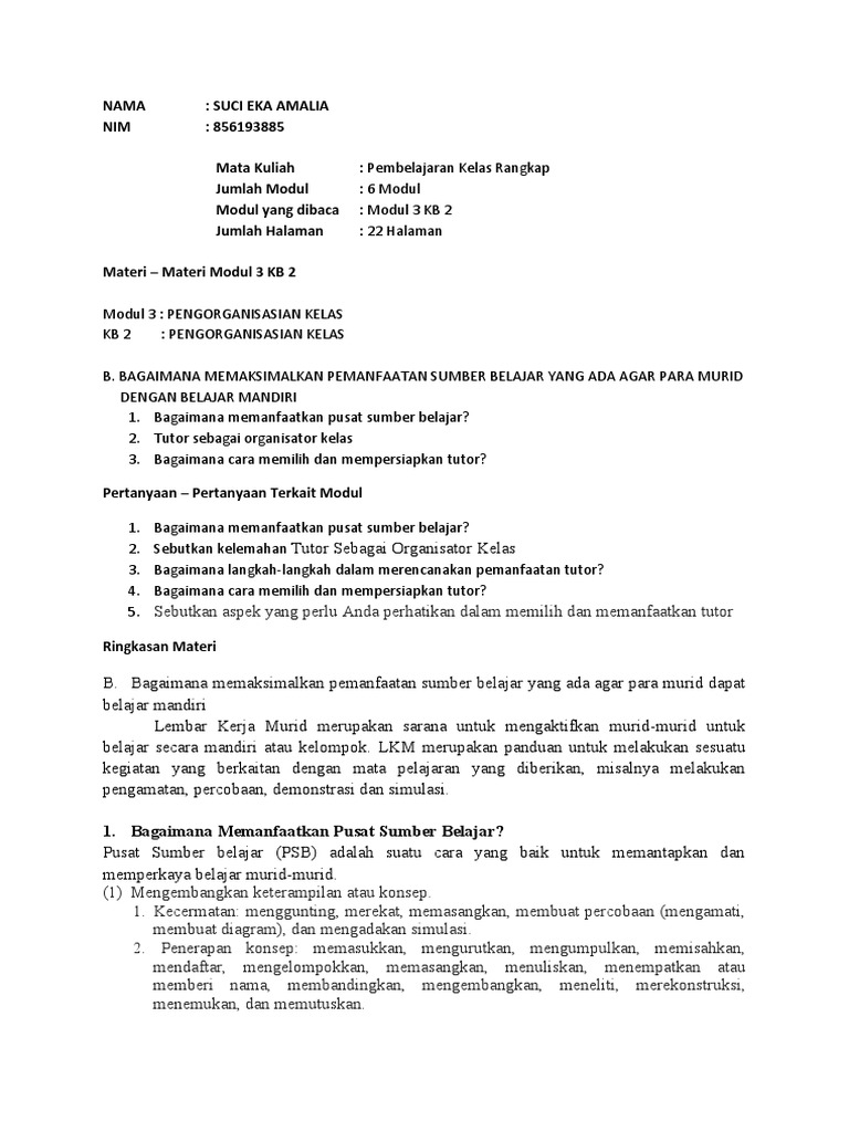 PKR Baru M 3 KB 2 | PDF | Karier & Perkembangan | Kesehatan Holistik