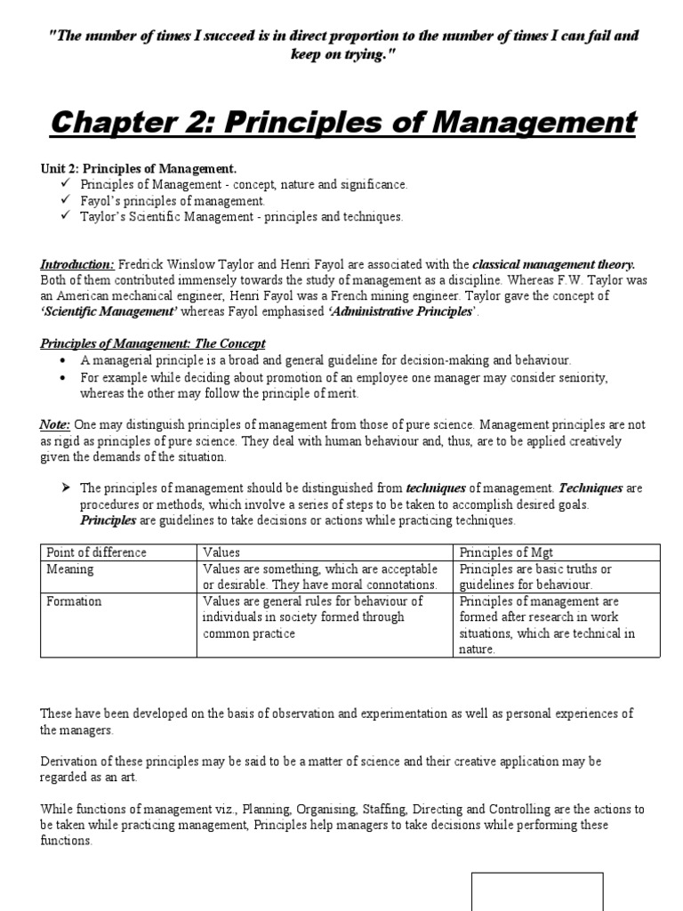 Chapter 2 Principles of Management | PDF | Employment | Time