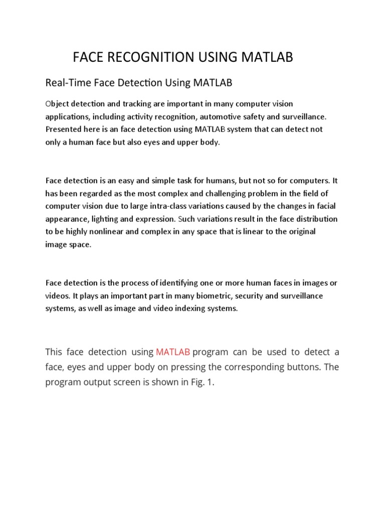 Real-Time Face Detection MATLAB | PDF | Matlab | Computer Program