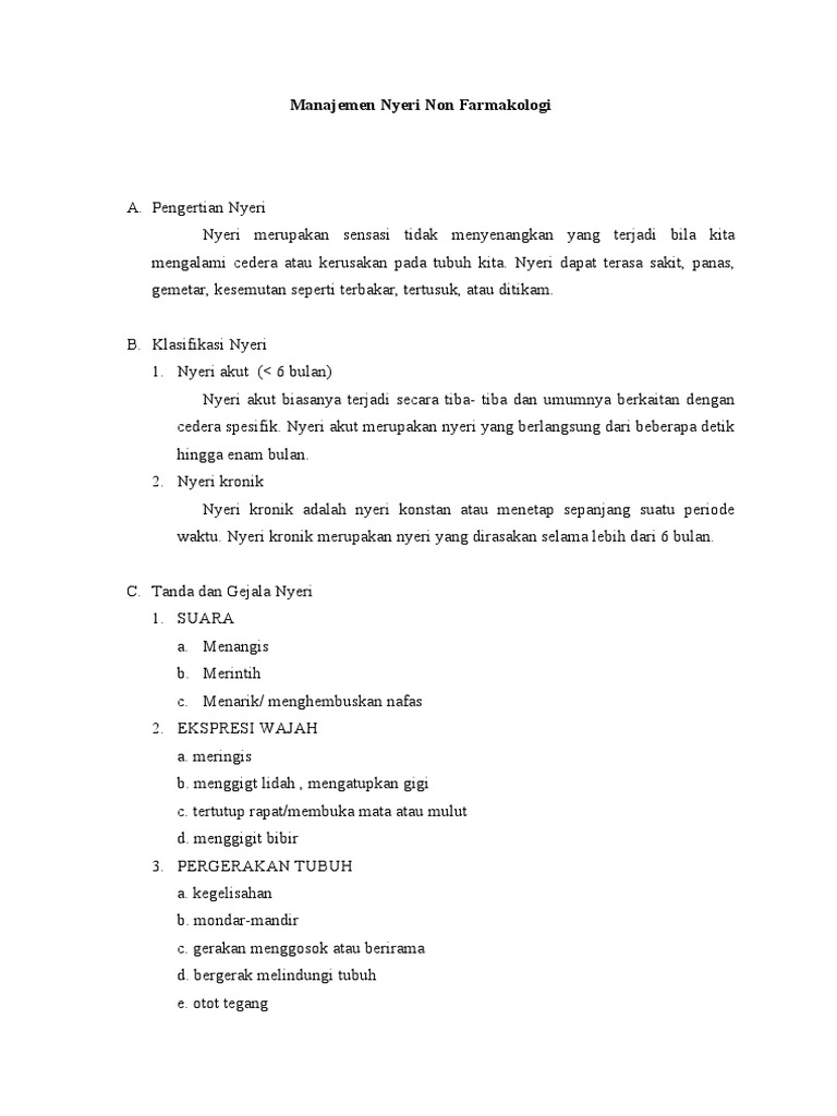 Manajemen Nyeri Non Farmakologi | PDF