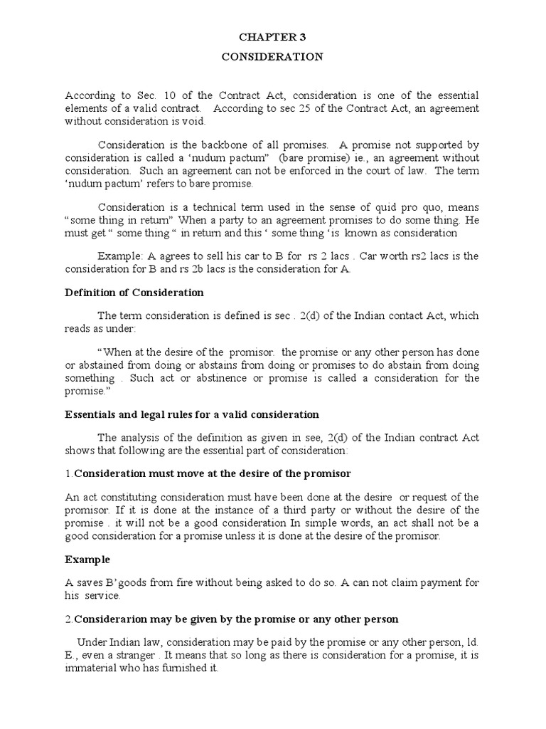 Consideration Essentials | PDF | Consideration | Debtor