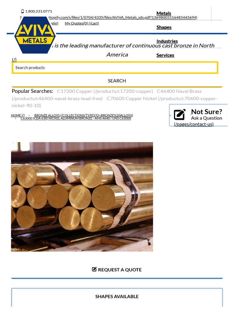 C63000 (CDA 630) Nickel Aluminum Bronze - AMS 4640 - UNS C63000 - Aviva ...