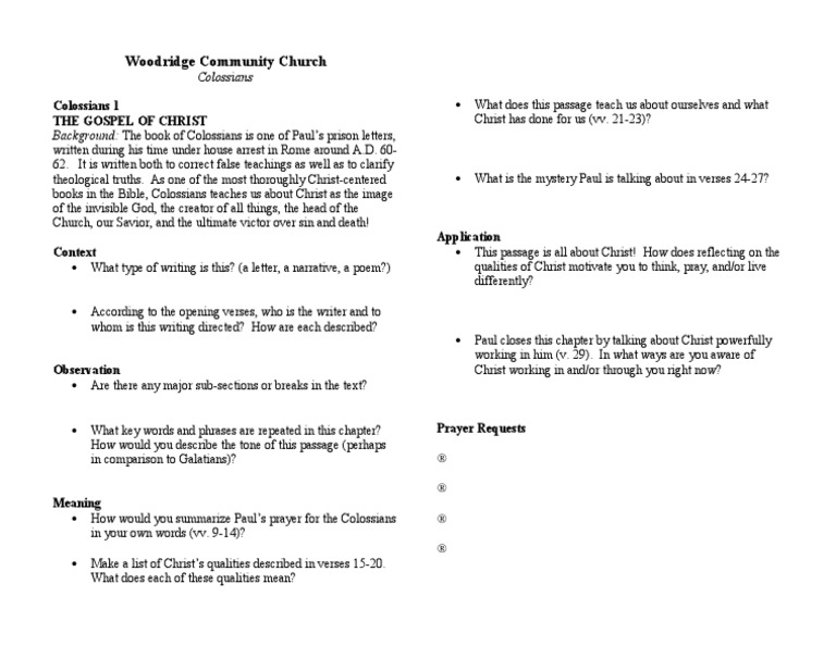 Colossians Chapter 1 | PDF | Epistle To The Colossians | Paul The Apostle