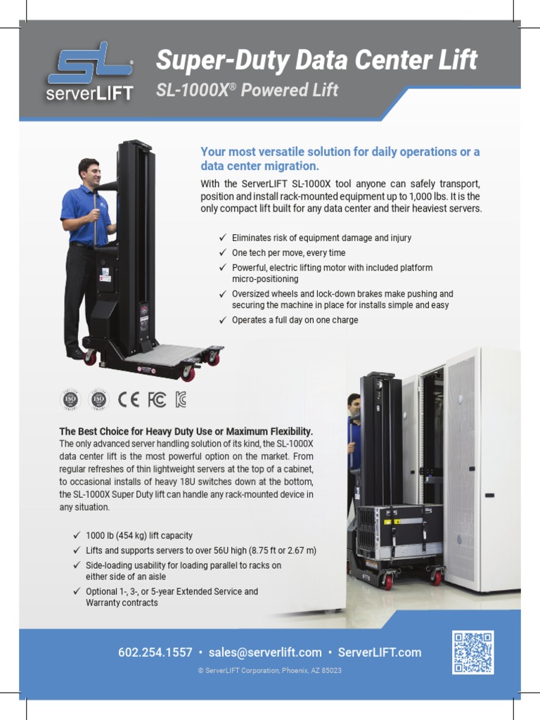 ServerLIFT SL1000X Spec Sheet | PDF | Elevator | Data Center