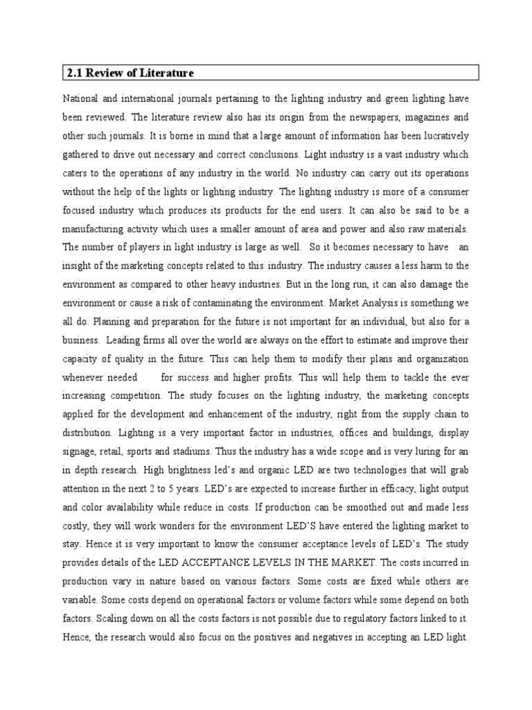 Literature Review of LED Light | PDF | Compact Fluorescent Lamp | Brand