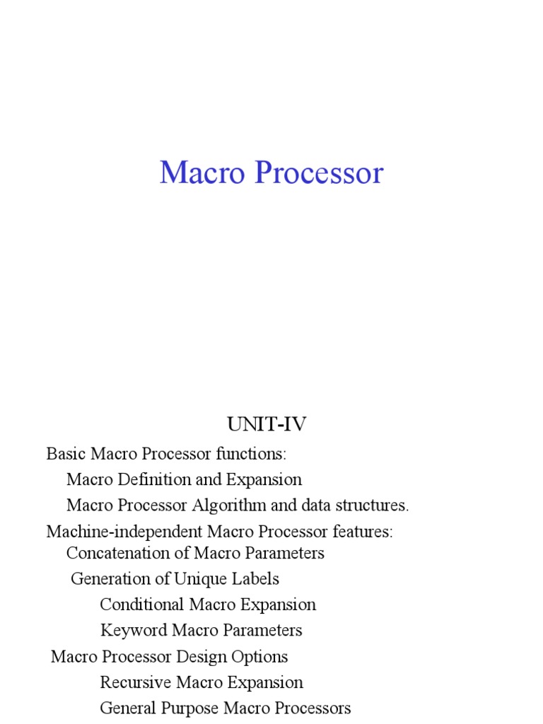 Unit Iv | PDF | Macro (Computer Science) | Assembly Language