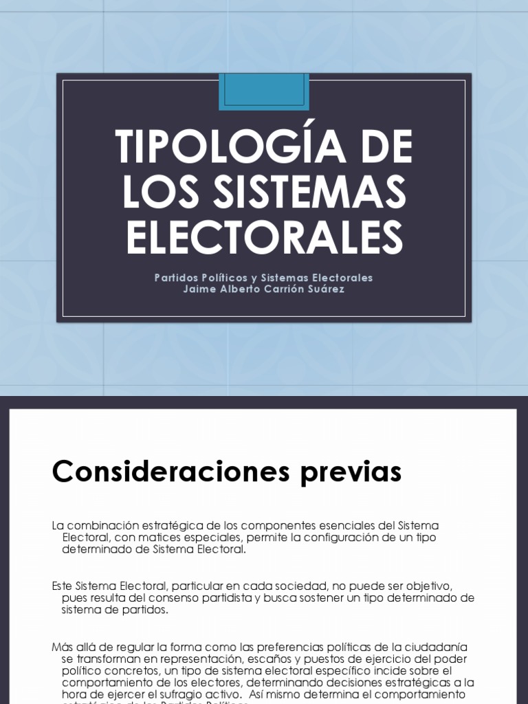 Tipología de Los Sistemas Electorales | PDF | Elecciones | Distrito ...