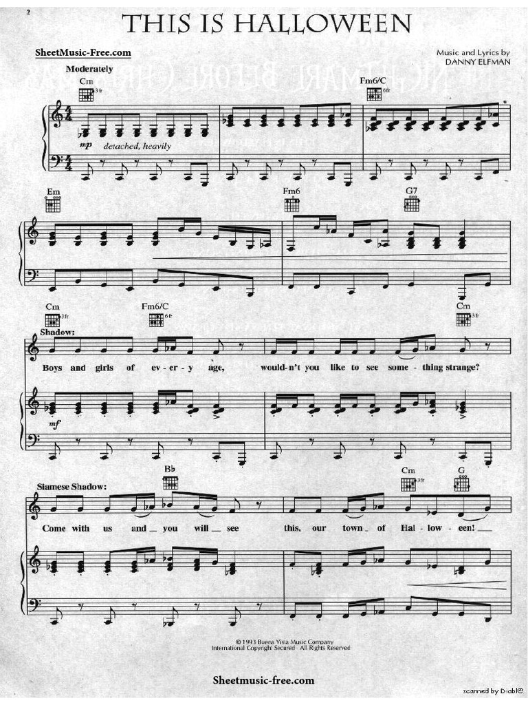 This Is Halloween Sheet Music The Nightmare Before Christmas Sheet ...