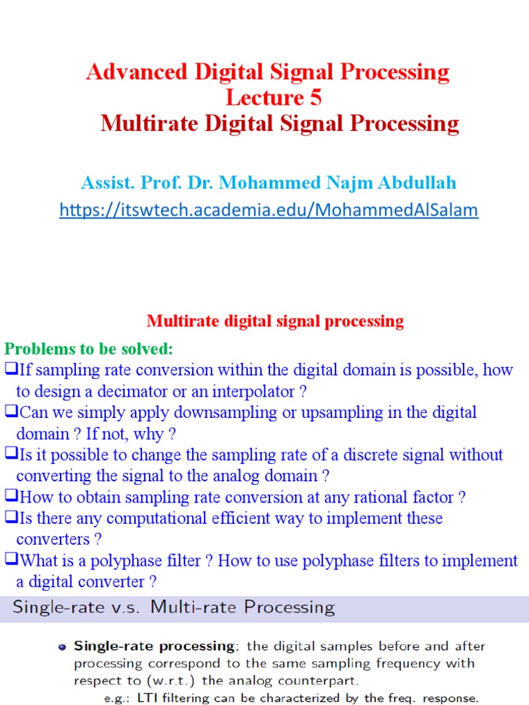 Multirate Digital Signal Processing | Download Free PDF | Sampling ...