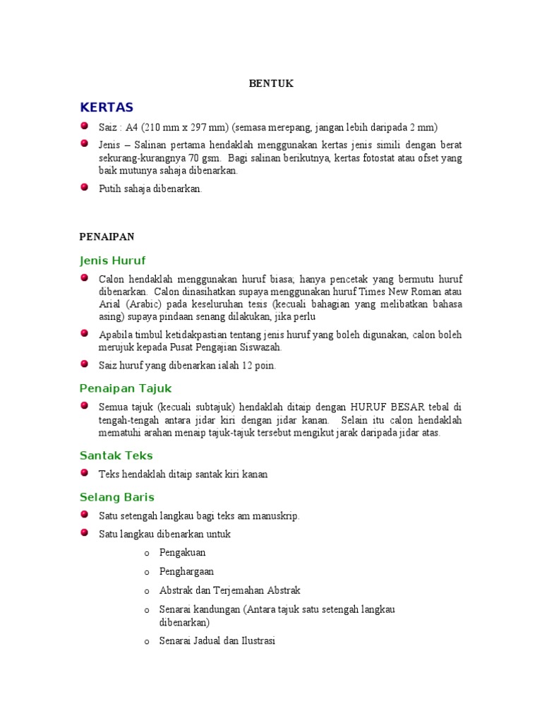 Bentuk Tesis Gaya Ukm | PDF