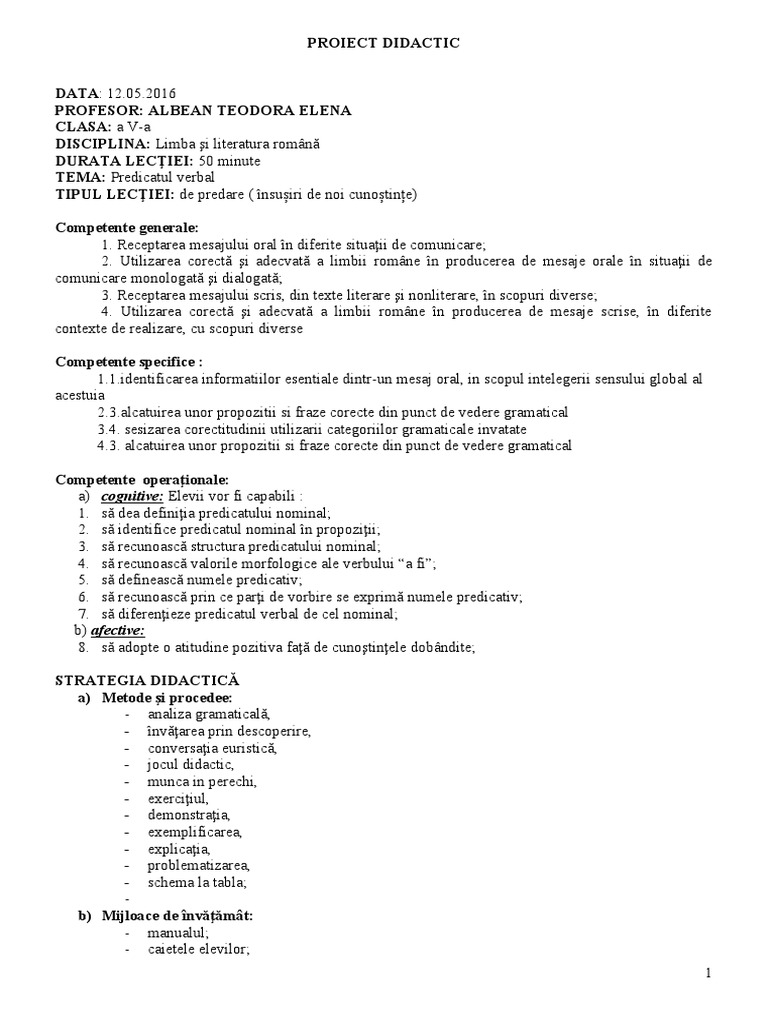 Predicatul Verbal | PDF