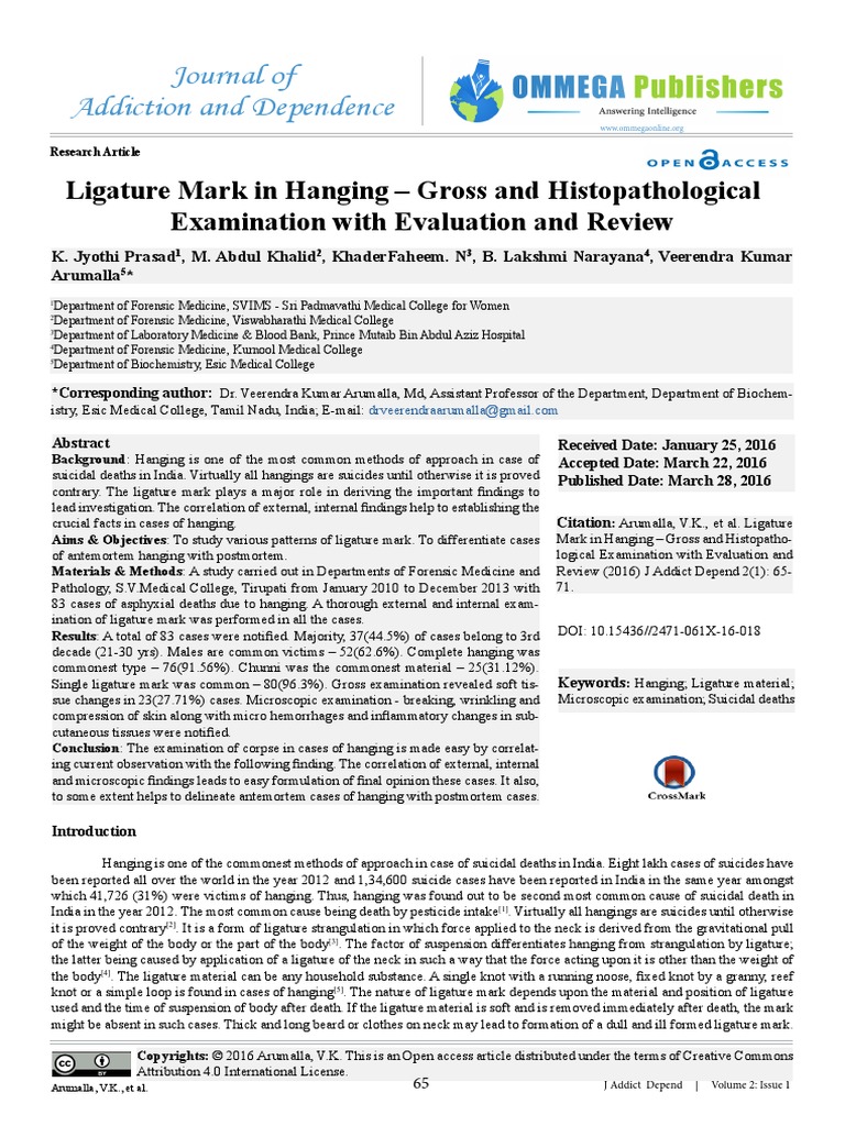 Ligature Mark in Hanging | PDF | Autopsy | Hanging