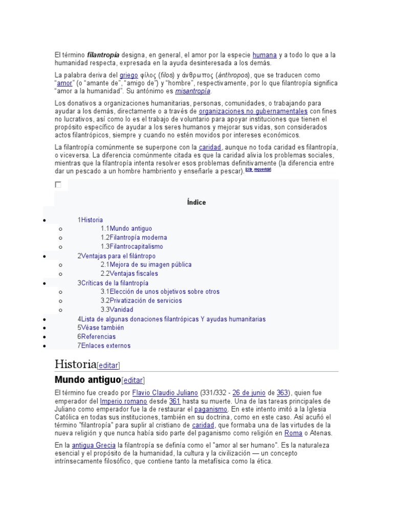 Definición y Significado de Filantropía | PDF | Filantropía | Economía ...