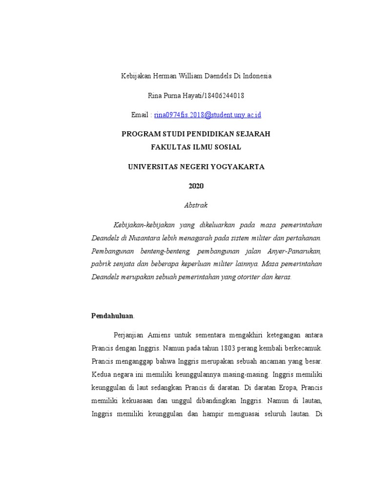 Kebijakan Daendels di Indonesia | PDF