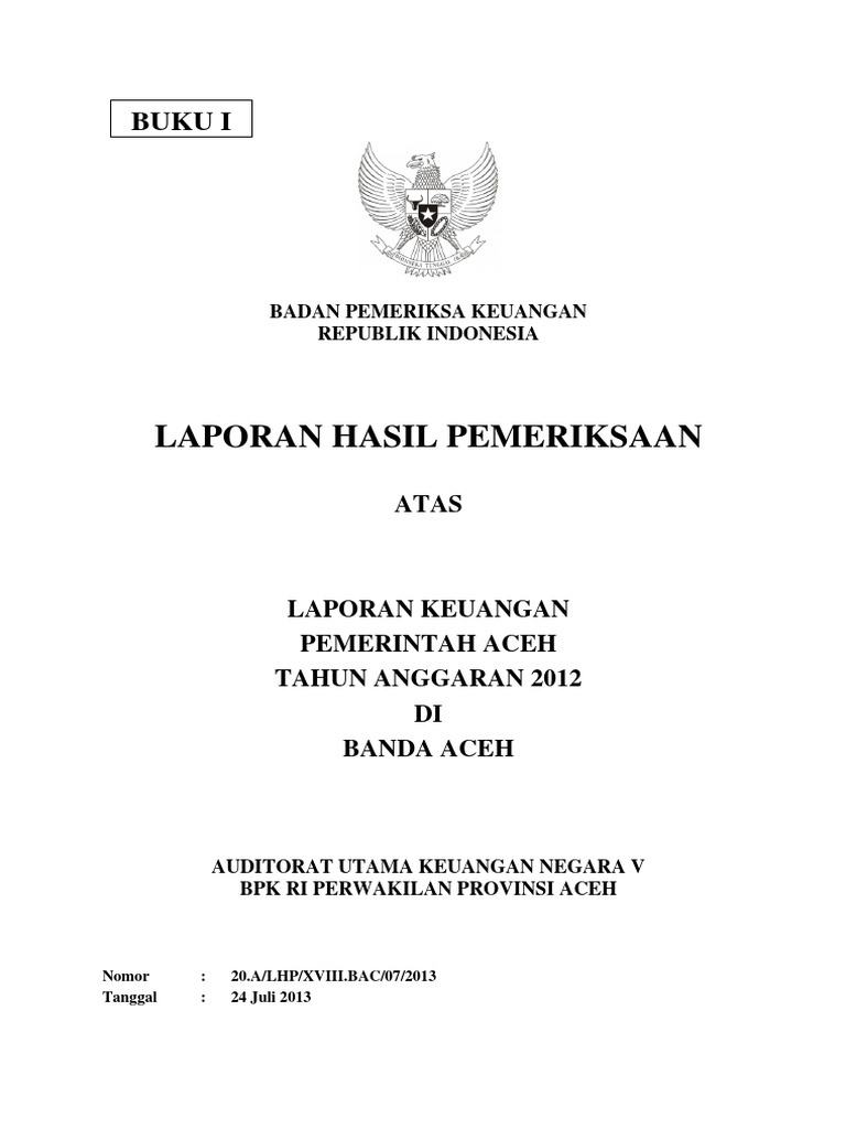 LKPD Prov Aceh 2012 | PDF