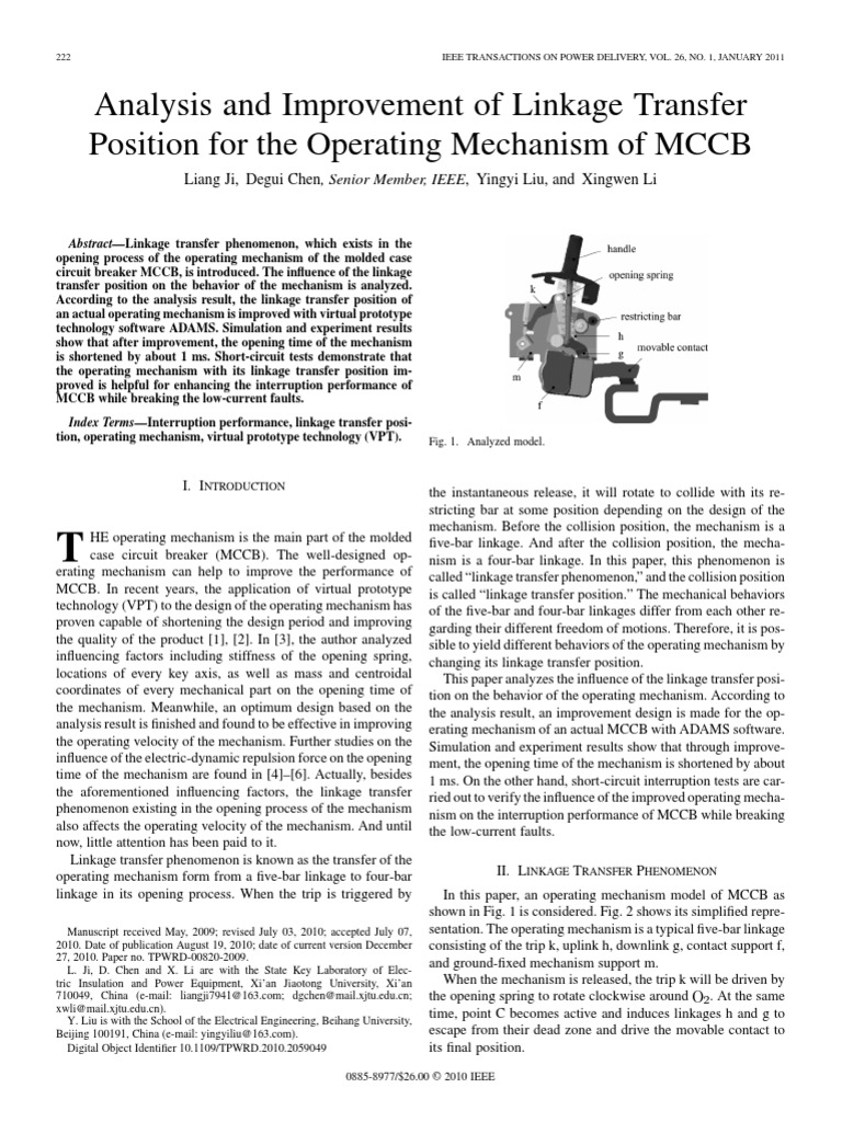 Analysis and Improvement of Linkage Transfer Position For The Operating ...