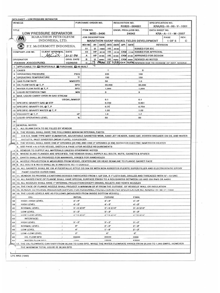 Data Sheet LP Separator (MBD-3400) | PDF