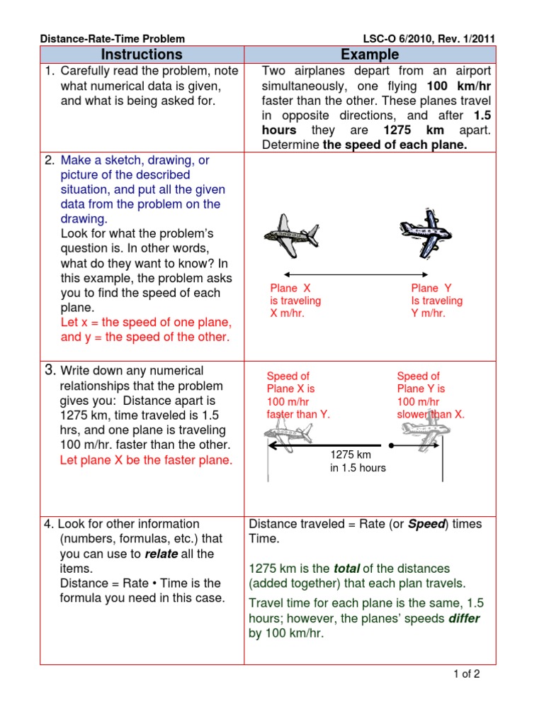 Distance Rate Time | PDF | Speed | Equations