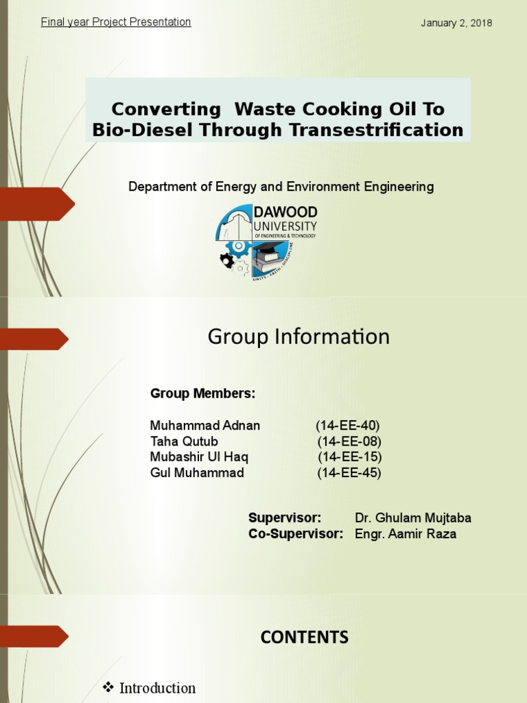 Conversion of Waste Cooking Oil Into Biodiesel | Download Free PDF ...