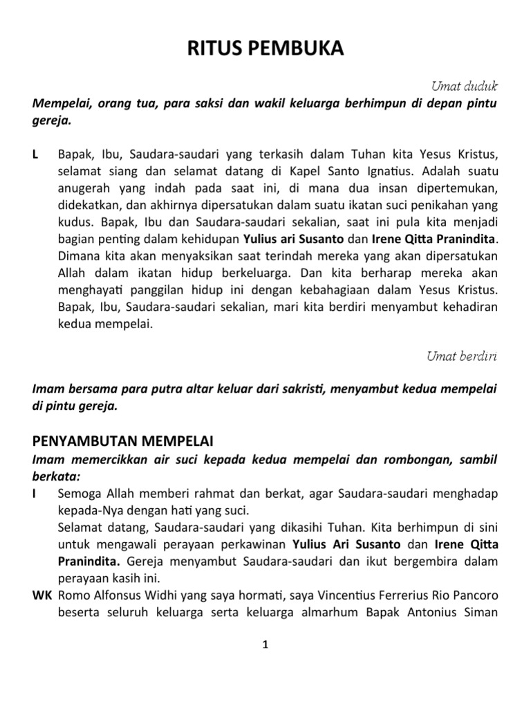 Buku Misa Perkawinan Katolik | PDF