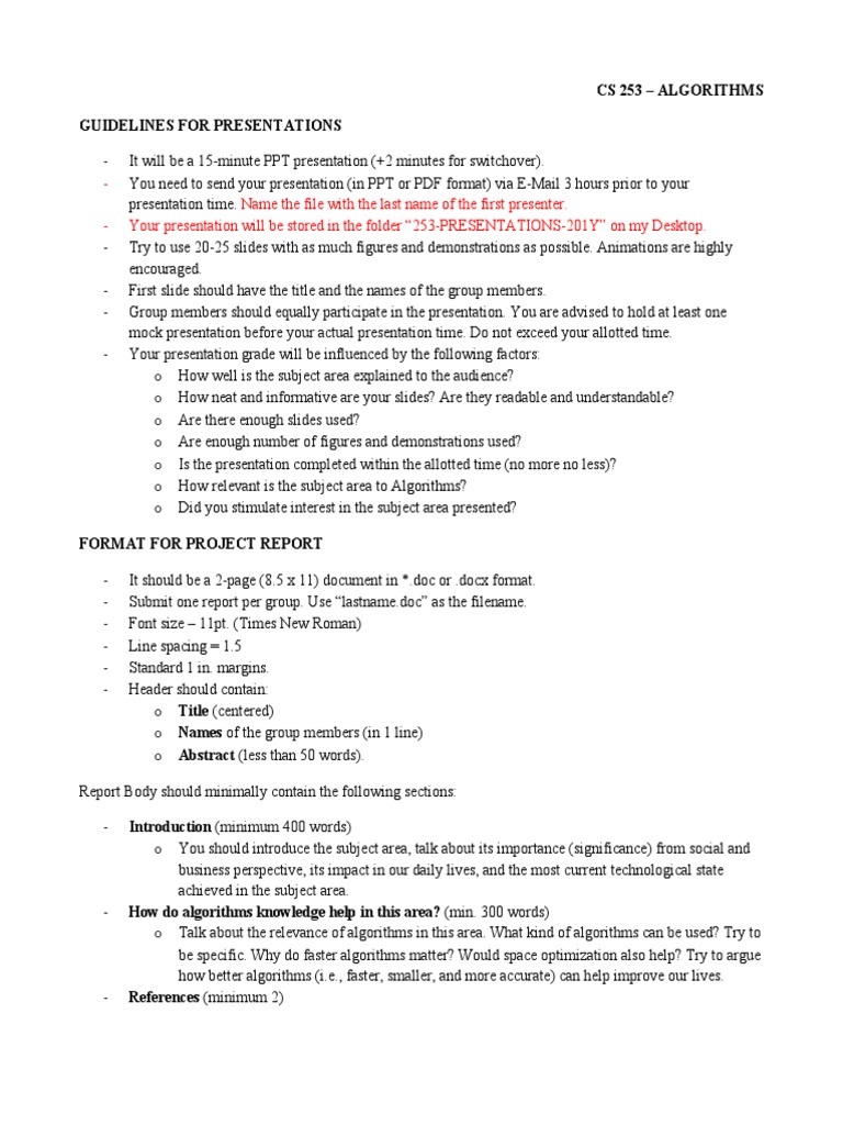 Presentation Report Format | PDF | Microsoft Power Point | Algorithms