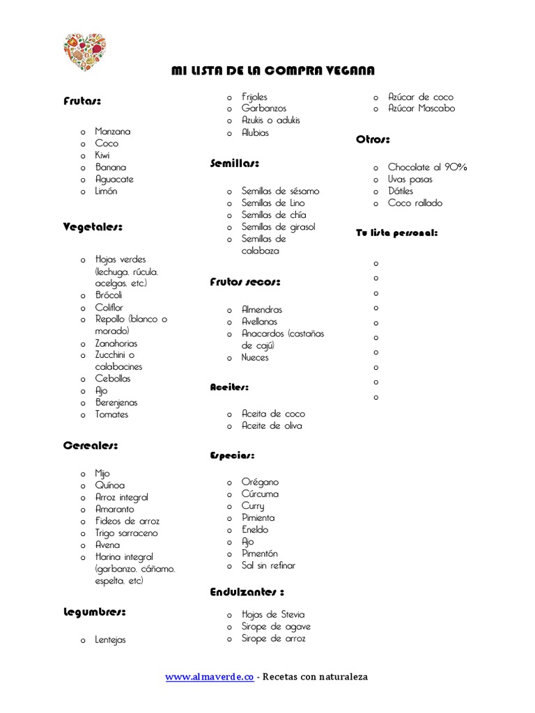 Lista de La Compra Vegana | PDF | Cocina occidental | Comida regional y ...