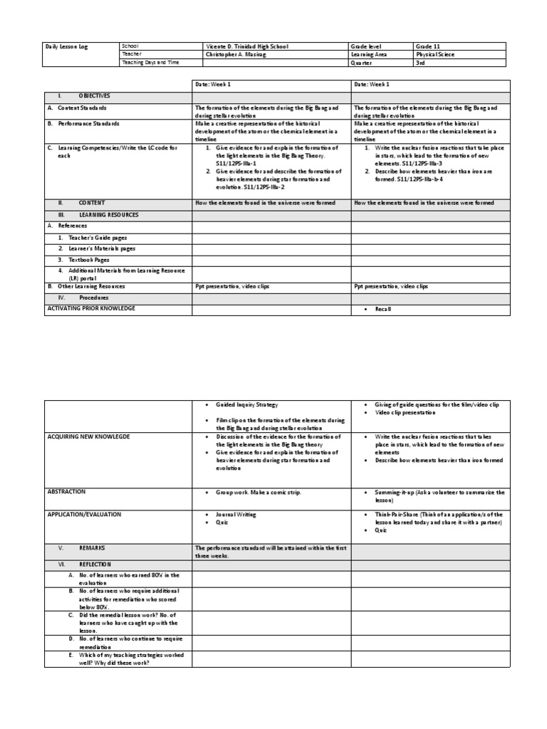 DLL PHYSICAL SCIENCE Second Semester | PDF | Reaction Rate | Stoichiometry