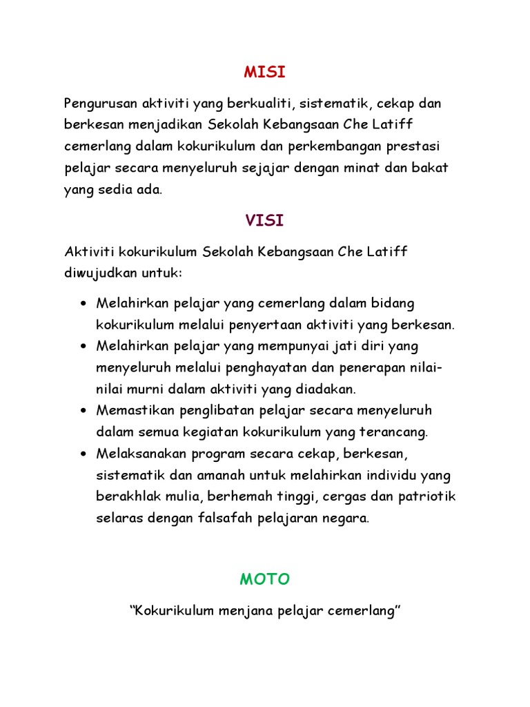 MISI Visi Moto SKCL | PDF