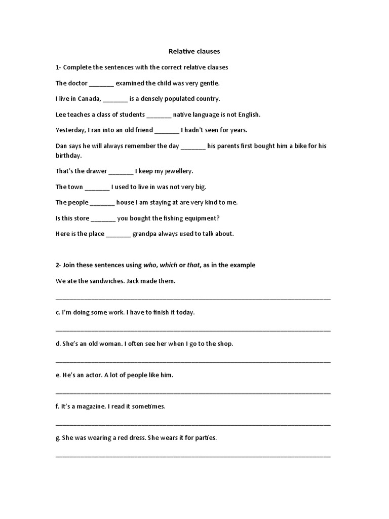 10 - Relative Clauses - Practice | PDF | Linguistic Typology | Languages