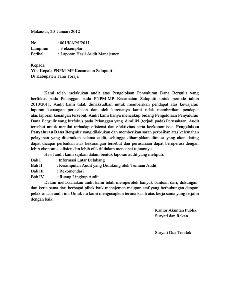 Laporan Audit Pengelolaan Dana PNPM-MP | PDF | Pengelolaan Keuangan & Uang