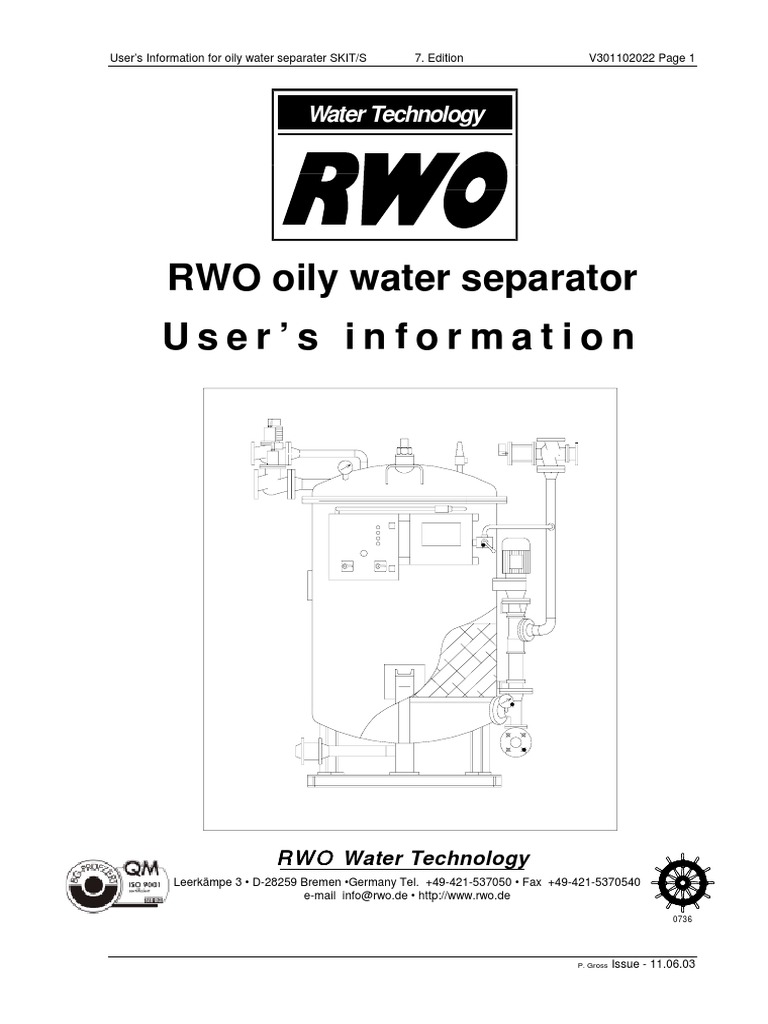RWO Oily Water Separator PDF | PDF | Valve | Pump