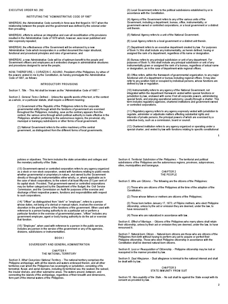 Executive Order No. 292 | PDF | Constitutional Amendment | Initiative