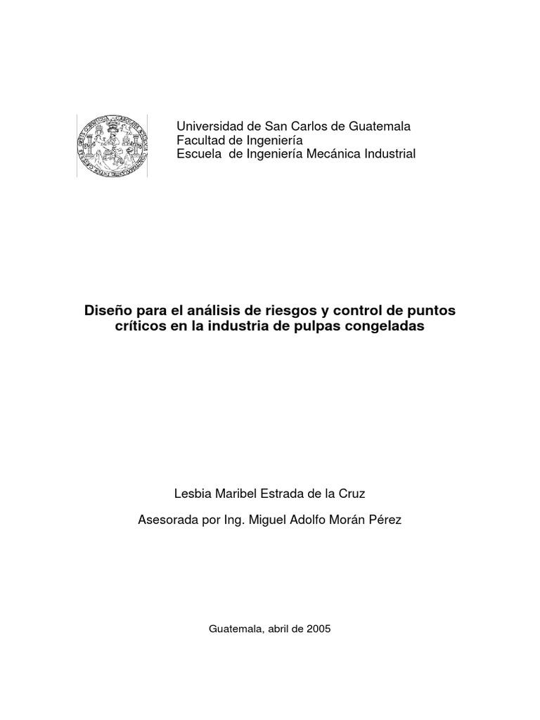 Análisis de Riesgos en Pulpas Congeladas | PDF | Análisis de Riesgo y Puntos Críticos de Control ...