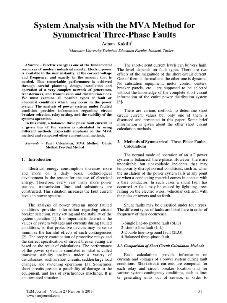 System Analysis With The MVA Method For Symmetrical Three-Phase Faults ...