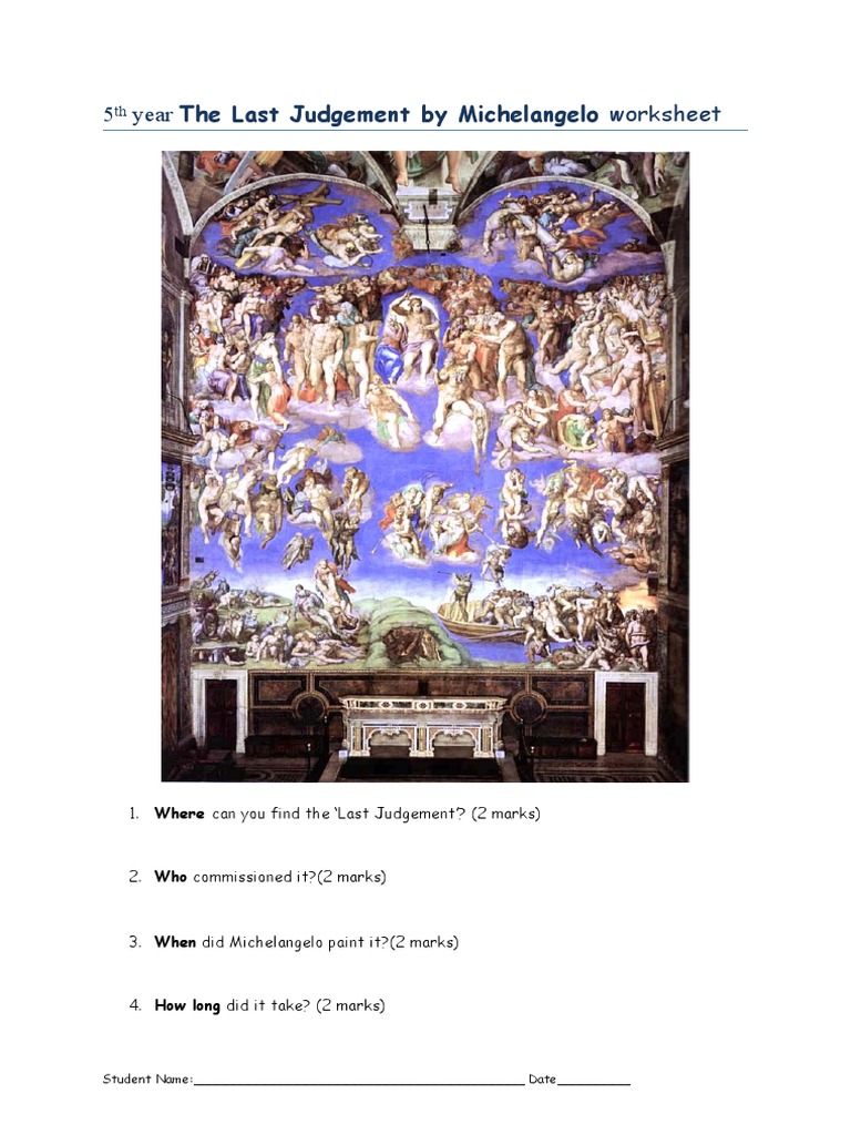 Michelangelo Last Judgement Worksheet | PDF