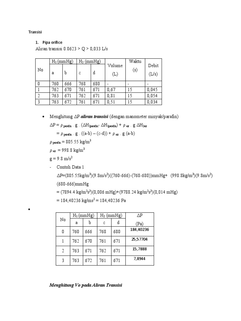 Transisi Aliran Fluida | PDF