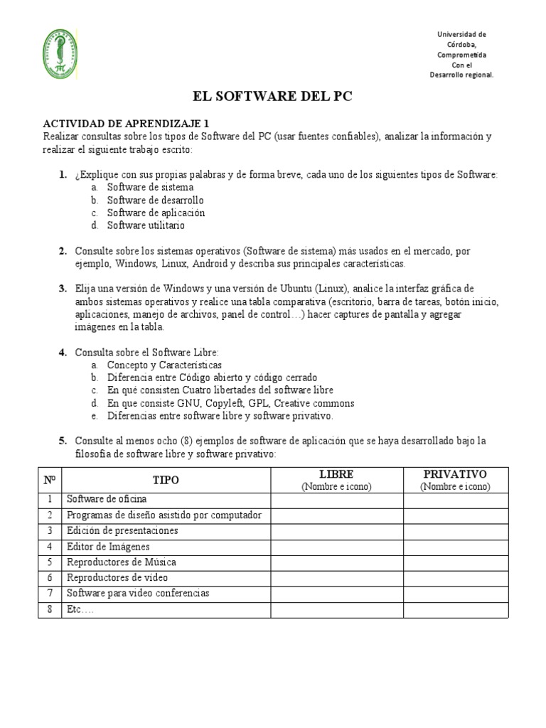 Trabajo Tipos de Software | PDF | Software libre | Software