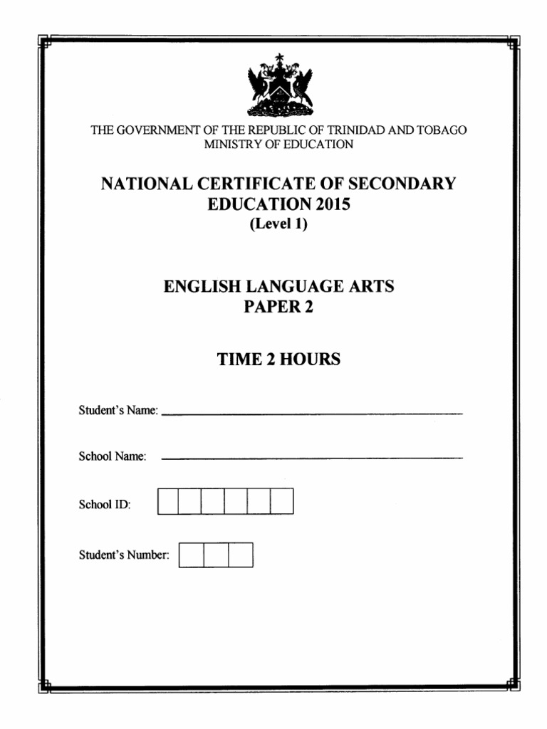 NCSE 2015 Language Arts 2 | PDF | Multiple Choice | Human Communication