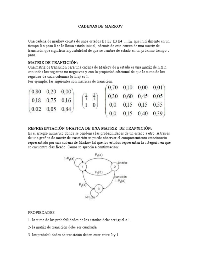Ejercicios Resueltos de Markov | PDF | Cadena Markov | Matriz (Matemáticas)