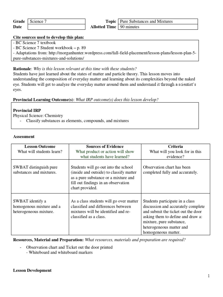 Science 7 Mixtures and Pure Substances PDF | PDF | Matter | Mixture