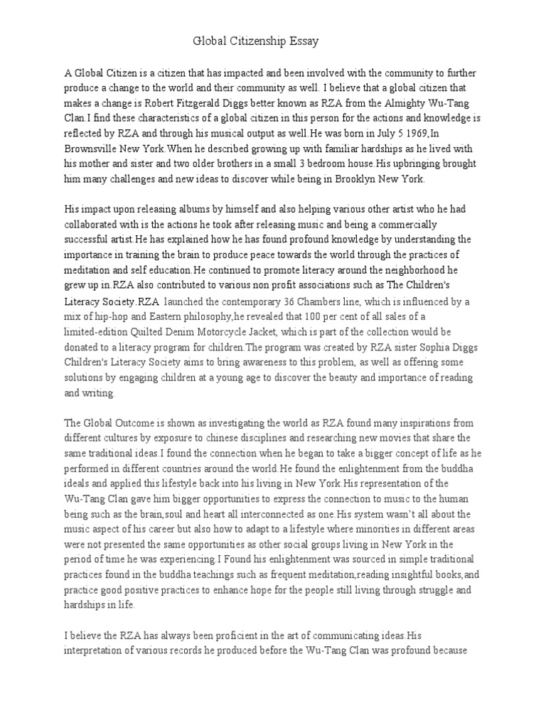 Global Citizenship Essay 1 | PDF
