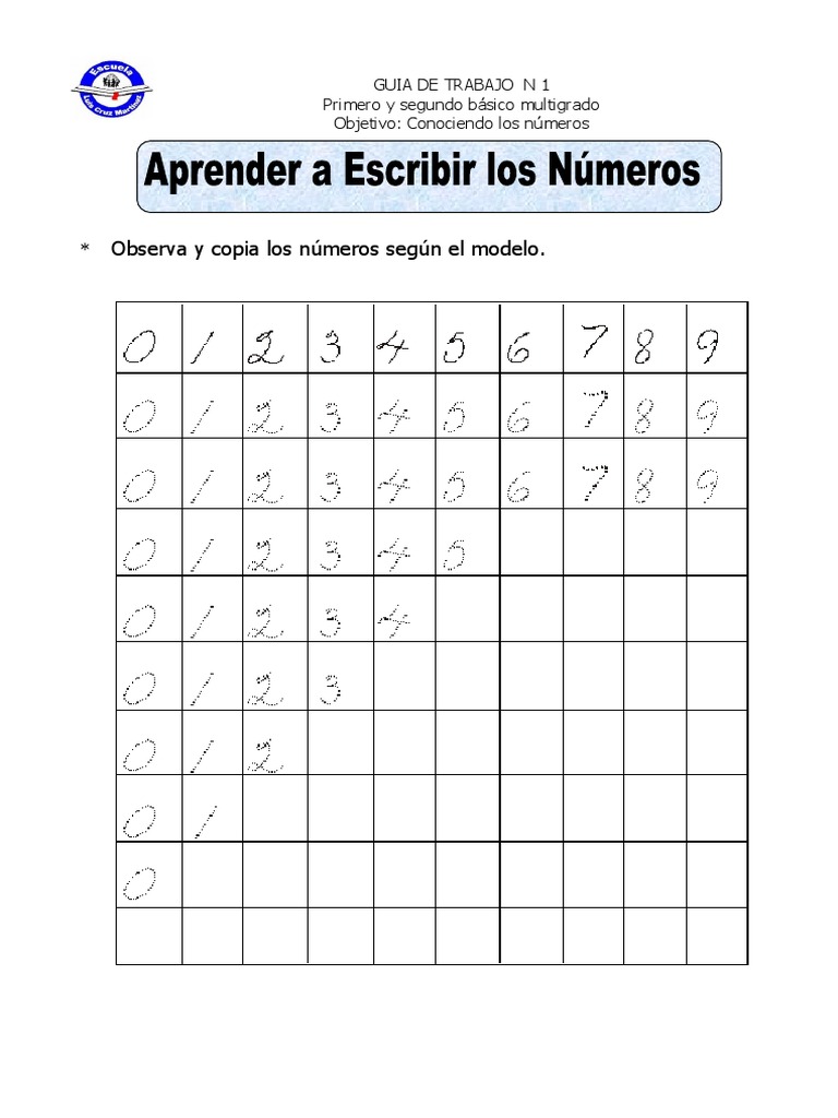 Guia de Matematicas N 1 Aprender A Escribir Los Numeros | PDF