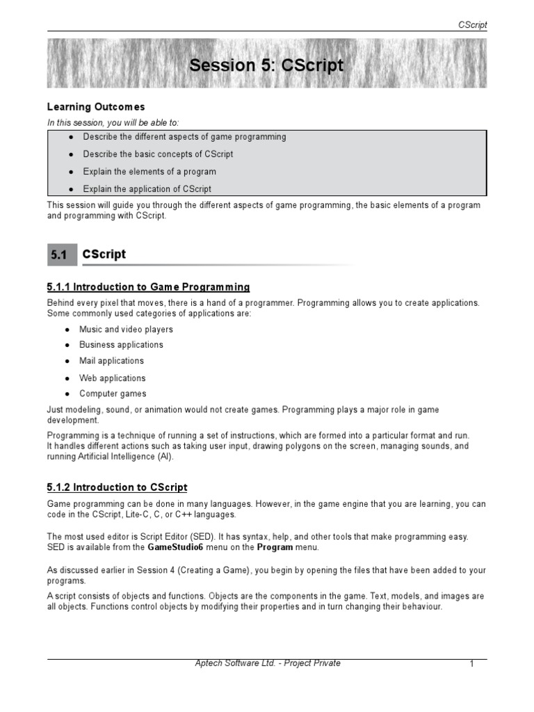 CScript Basics for Game Programming | PDF | Control Flow | Variable ...