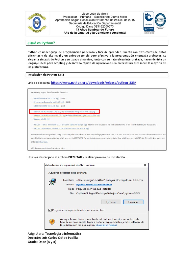 Taller Evaluativo Primer Periodo Once Grado PDF | PDF | Python (lenguaje de programación ...