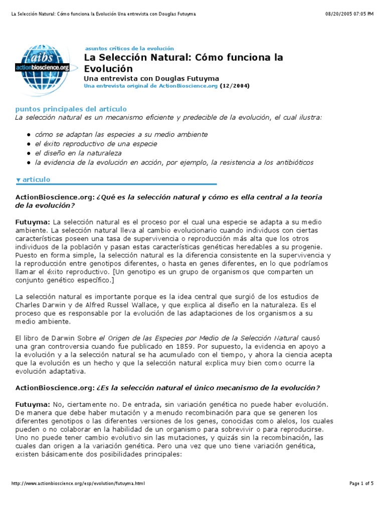 Futuyma 2004 PDF | PDF | Seleccion natural | Evolución