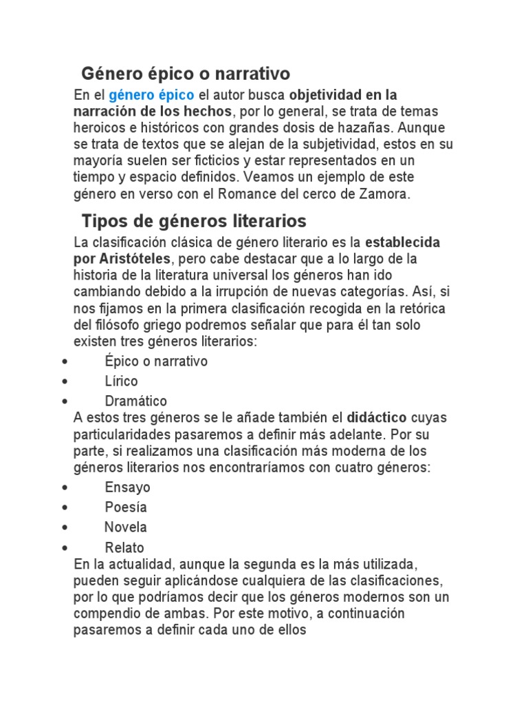 Género Épico o Narrativo | PDF | Poesía épica | Ensayos