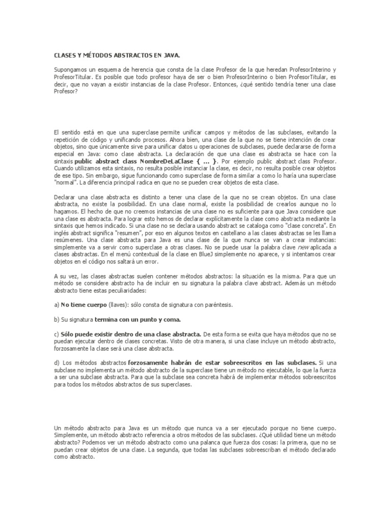 Clases y Métodos Abstractos en Java | PDF | Objeto (informática) | Java ...