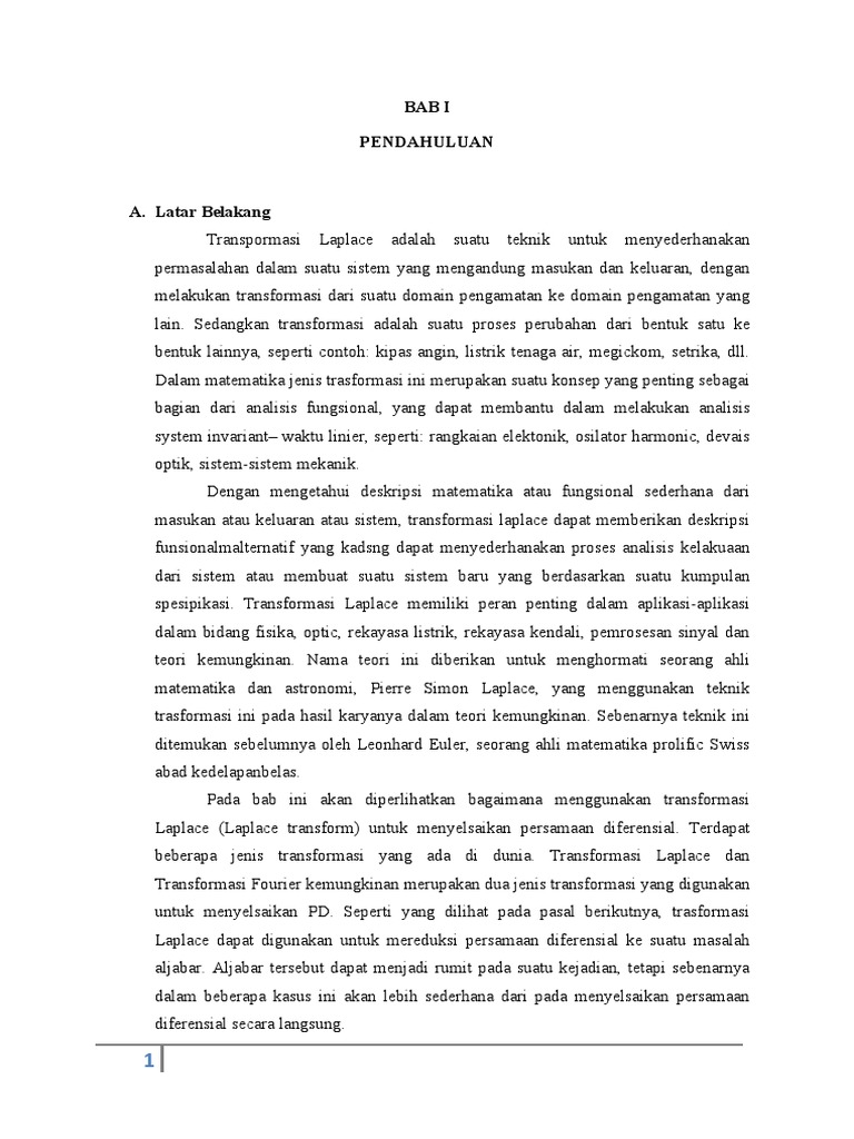 Makalah TRANSFORMASI LAPLACE | PDF